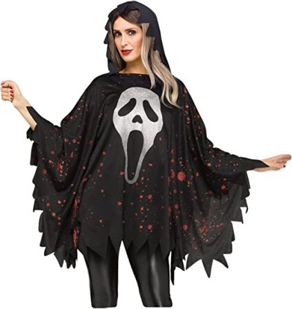 Ghost Face Costume: Hooded Ghost Glittering Poncho | HelloSidney.com