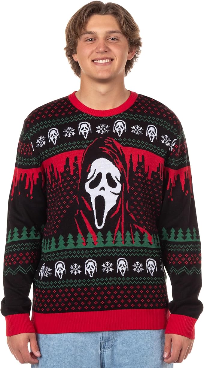 Clothing: Ghost Face Adult Ugly Christmas Sweater (Bioworld ...